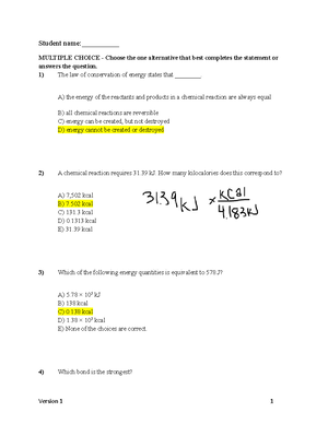 Chem 140A Fall 2022 Chapter 9 Homework - Student name ...