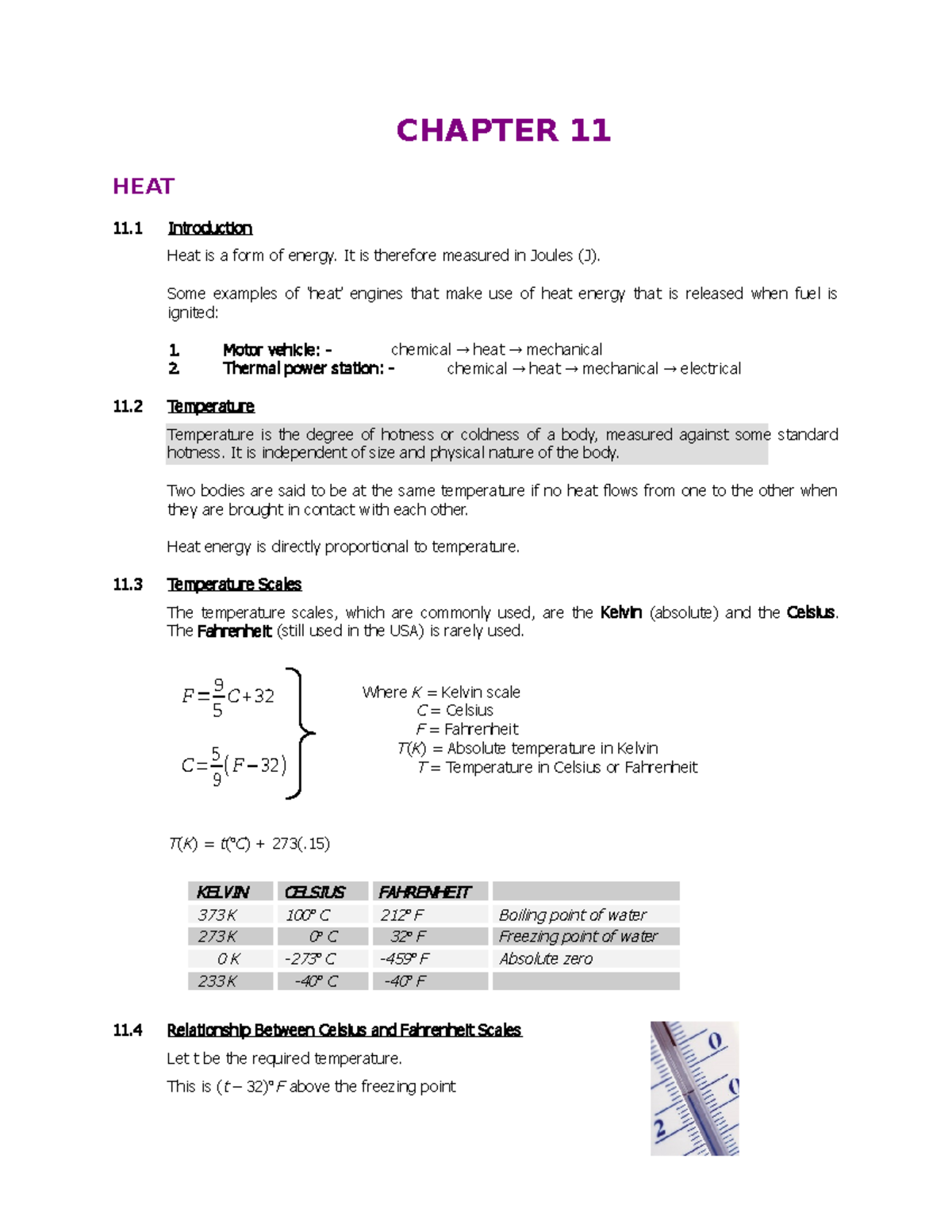 Heat - Lecture notes 8 - CHAPTER 11 HEAT 1 Introduction Heat is a form ...