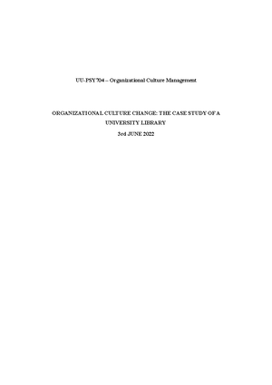 Psy 101 course outline. - Organizational Psychology - Studocu