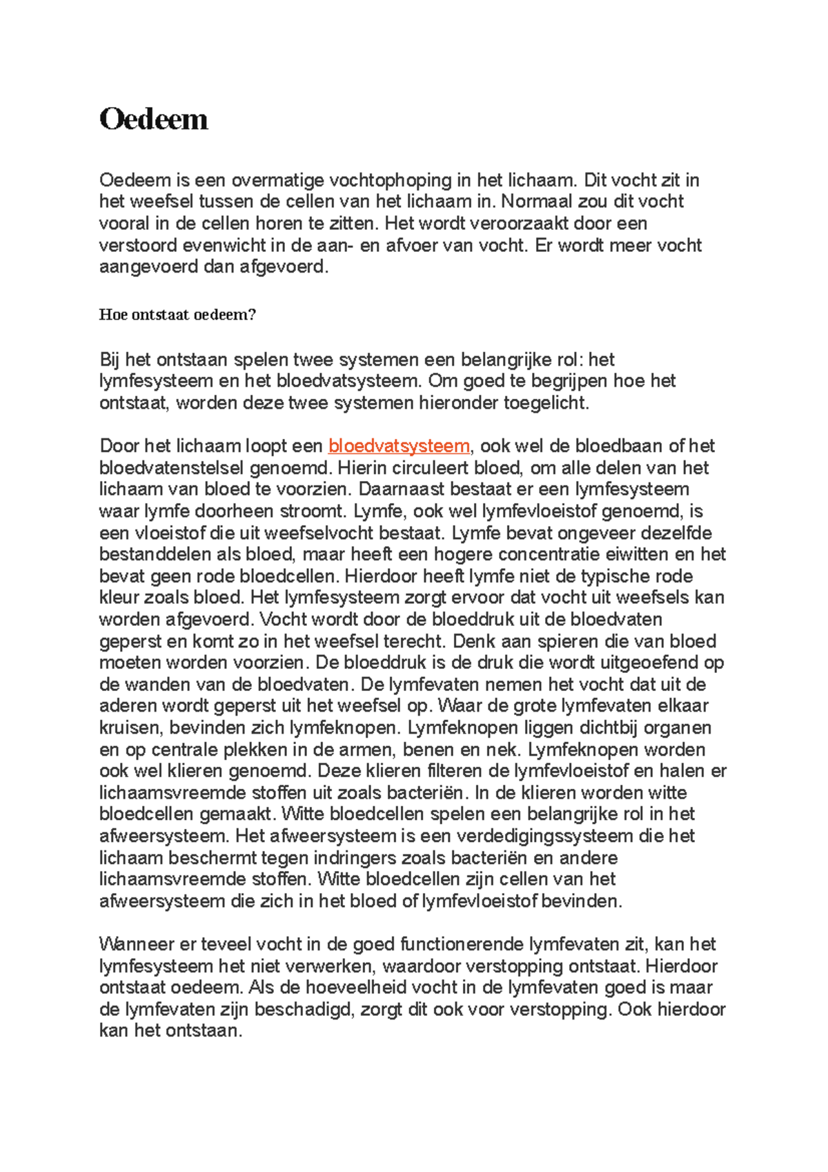 Oedeem uitleg // - Oedeem Oedeem is een overmatige vochtophoping in het ...