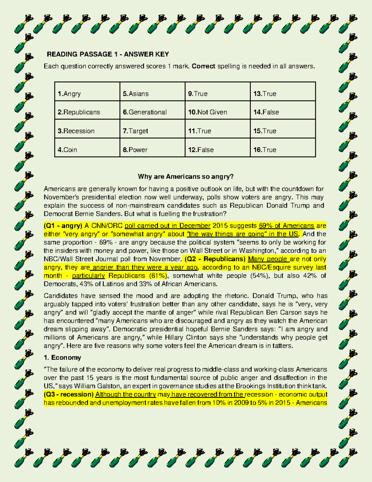 Reading Day 1 (Answer) - material to study English - READING PASSAGE 1 ...
