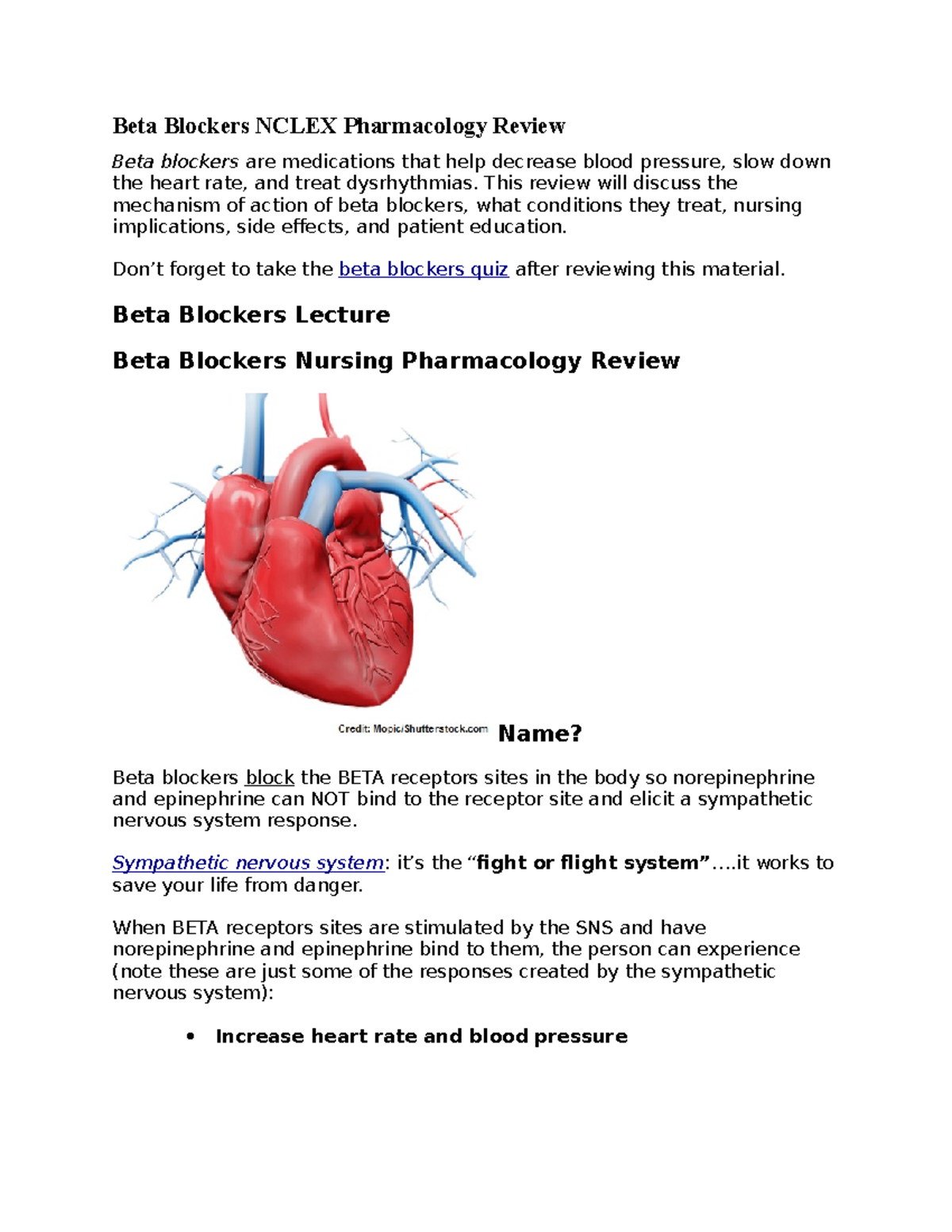 Beta Blockers Lecture - Subi Siwakoti -helpful - Beta Blockers NCLEX ...