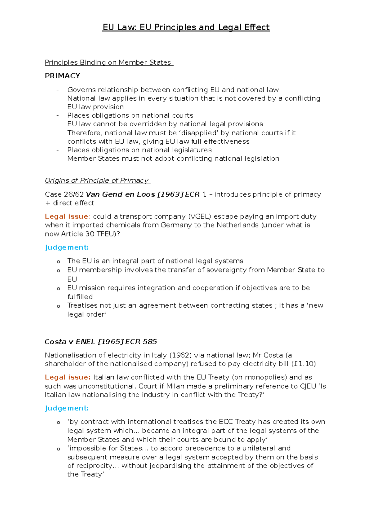 L3 - primacy, direct effect - Principles Binding on Member States ...