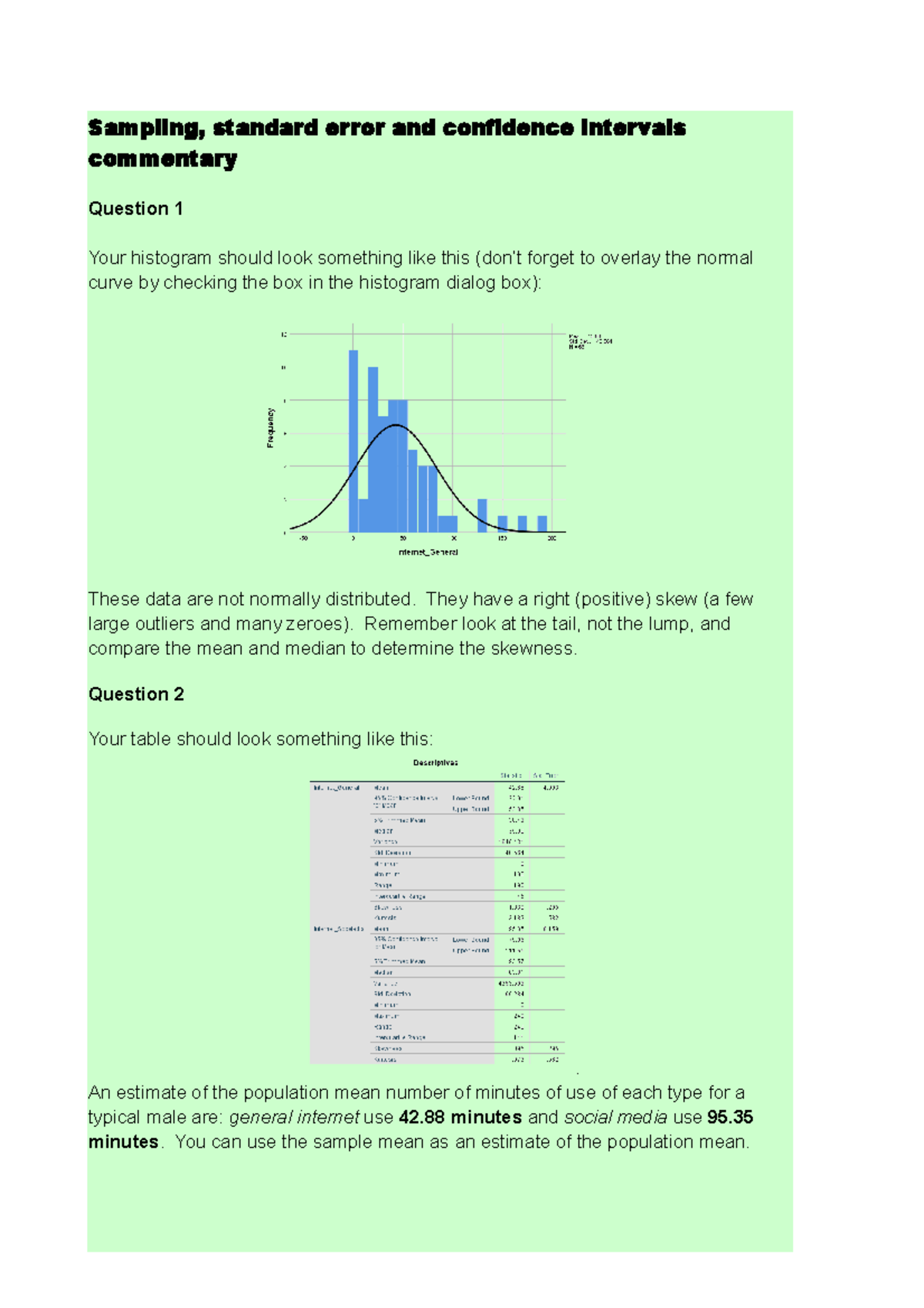 Week 9 SPSS sampling and confidence interval commentary - NBS-5008Y ...