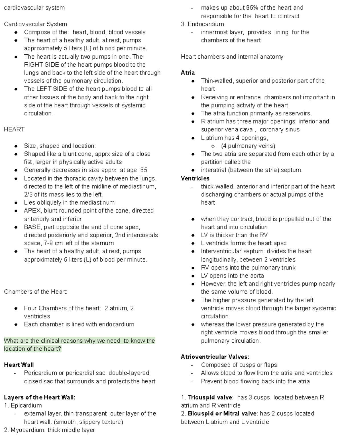 Anatomy and Physiology - cardiovascular system Cardiovascular System ...