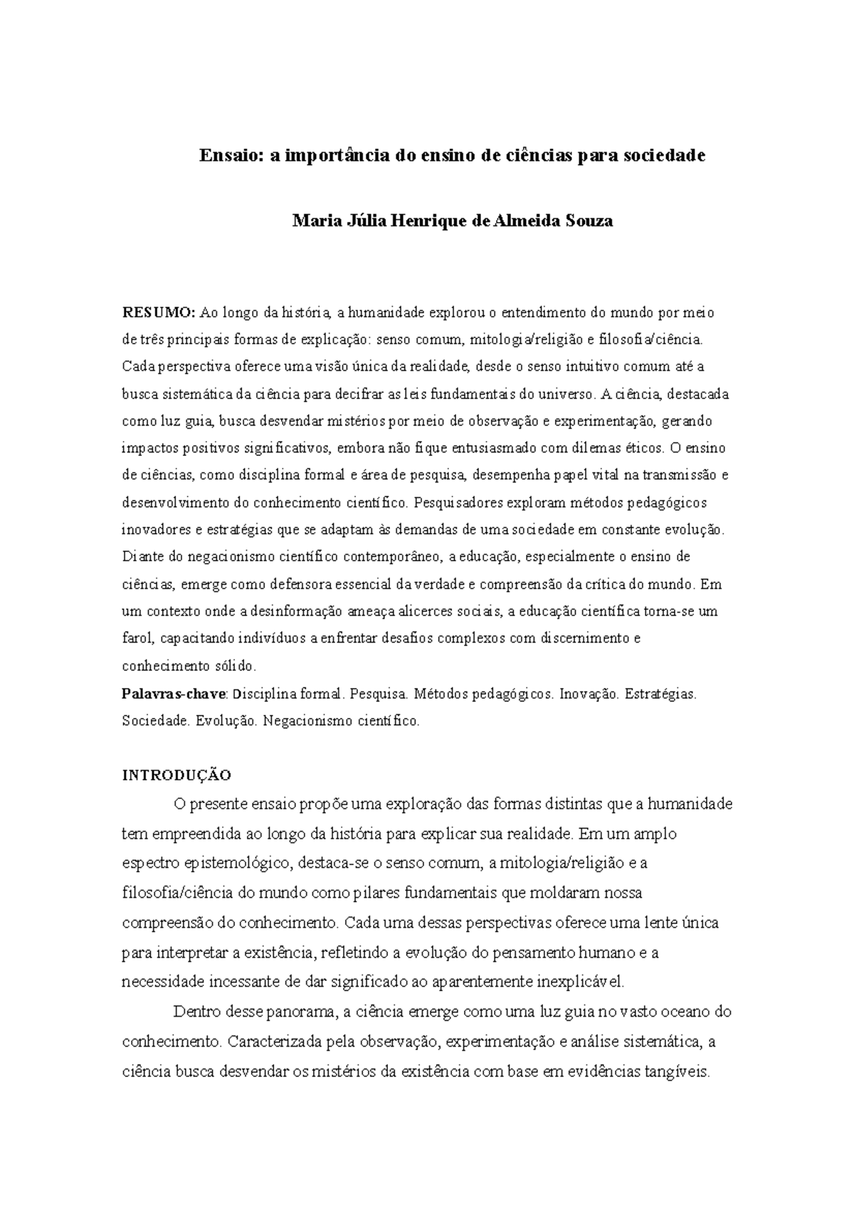 Ensaio - Resumo Ciência Sociais - Antropologia - Ensaio: a importância ...