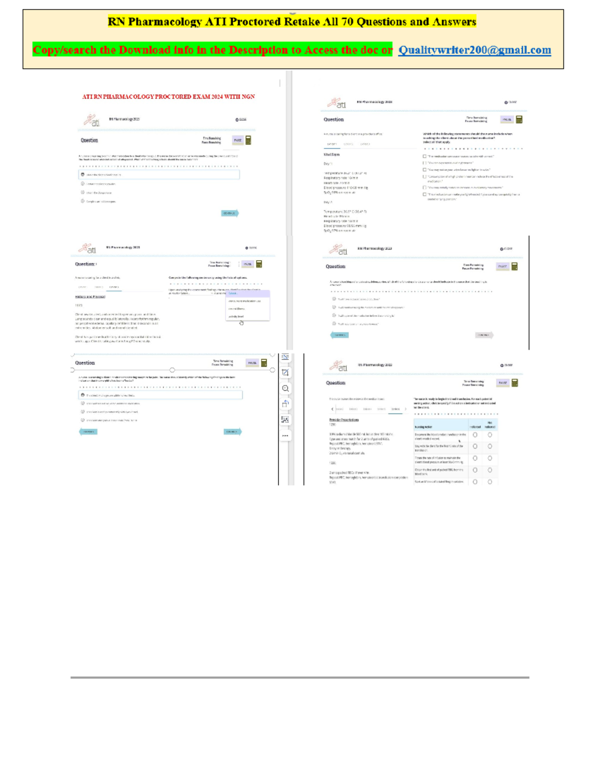 2024 all ATI RN Pharmacology Proctored Final Exam Real Questions ...