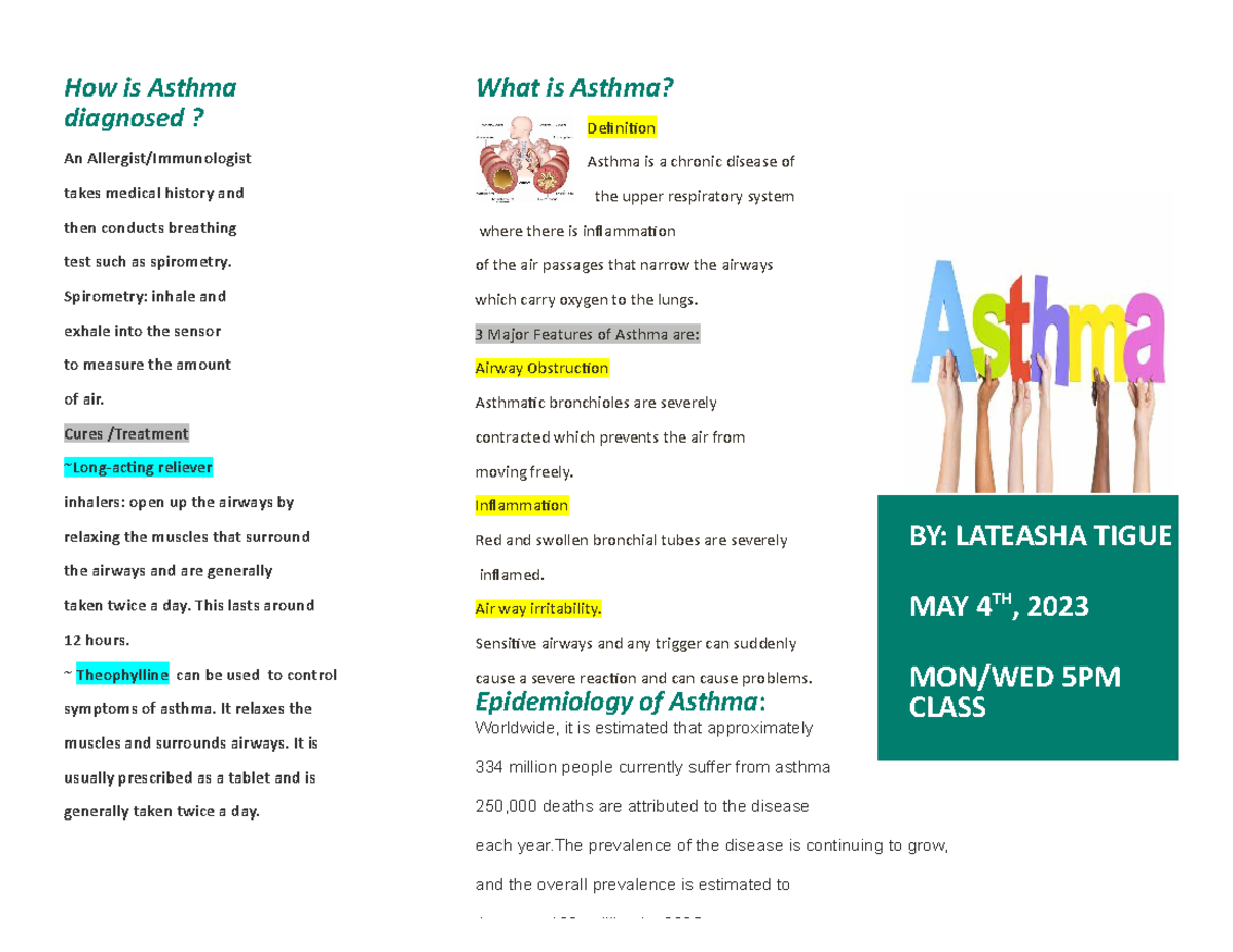 Lateasha asthma copy - Final project of disease brochure - How is ...