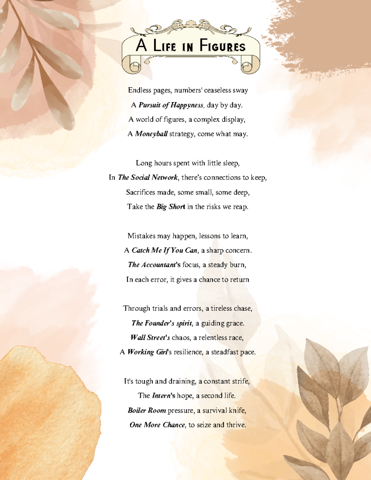 Poetry Day - Poem with the use of movie titles - A Life in Figures ...