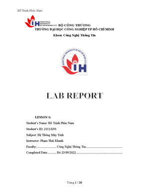 Lab1 lam quen voi hdh Windows - Nội dung Thực hành: 10 labs tương đương với 10 buổi thực hành ...