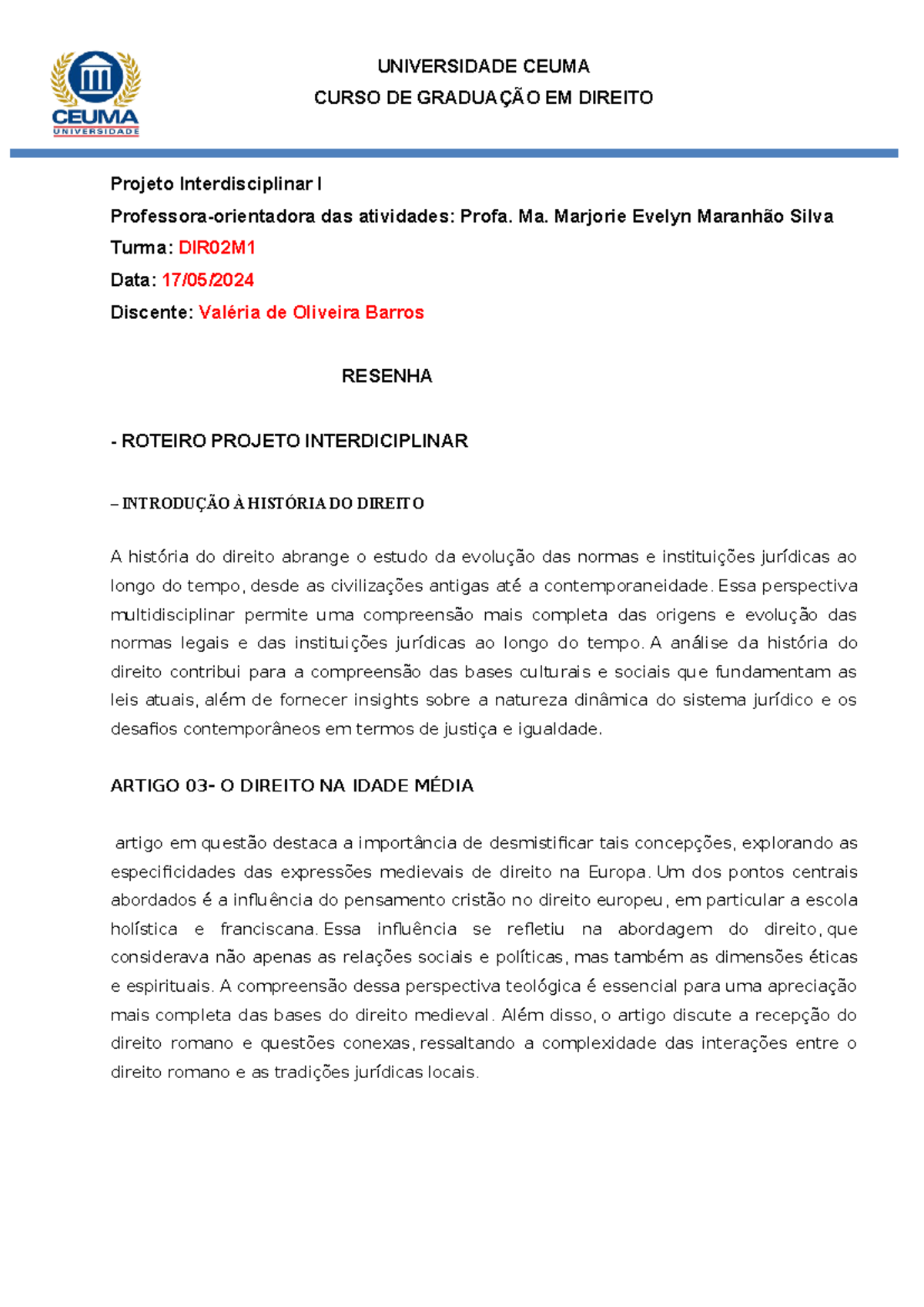 Arquivo 5 - Modelo de Resenha individual - Projeto Interdisciplinar I ...