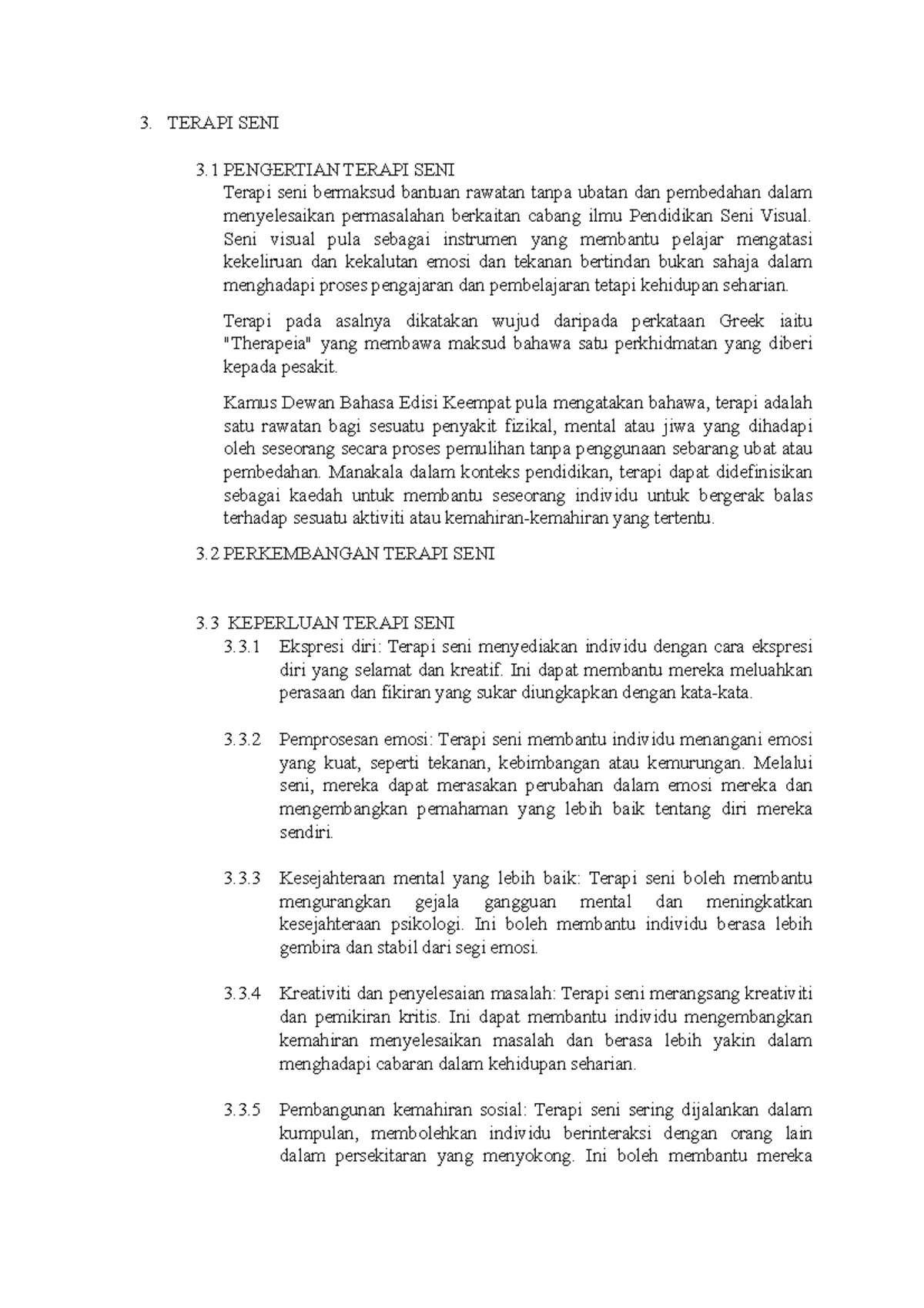 NOTA Terapi SENI - Pengenalan Pendidikan Seni Visual - 3. TERAPI SENI 3 ...