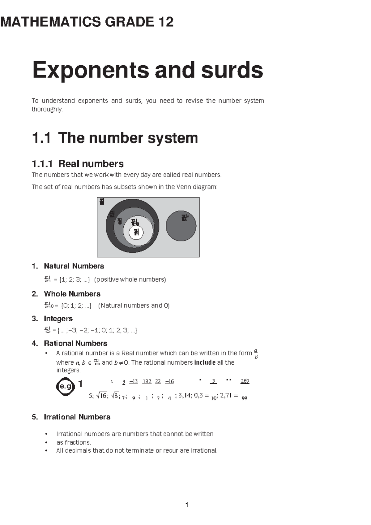 Mathematics Grade 12 Notes - b MATHEMATICS GRADE 12 Exponents and surds ...