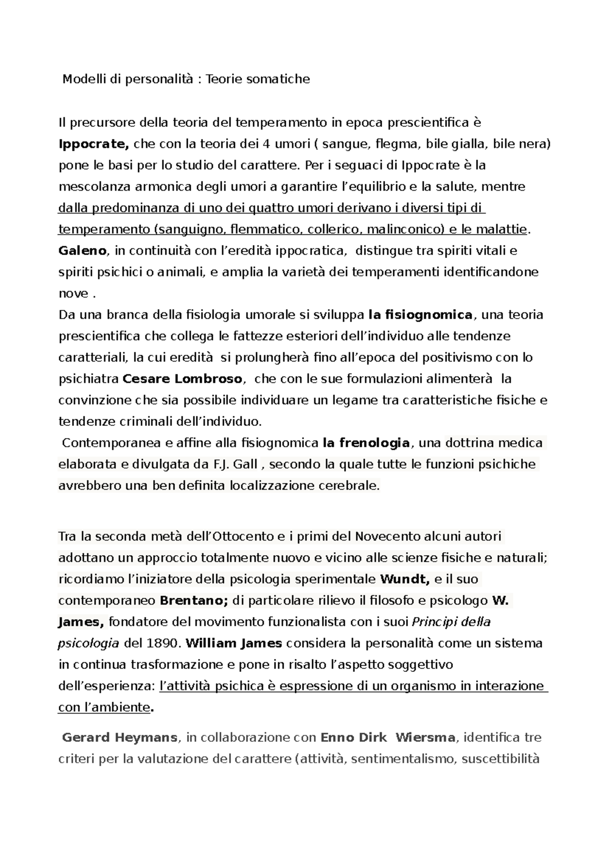 Teorie somatiche - Riassunto La personalità e i suoi disturbi - Modelli ...