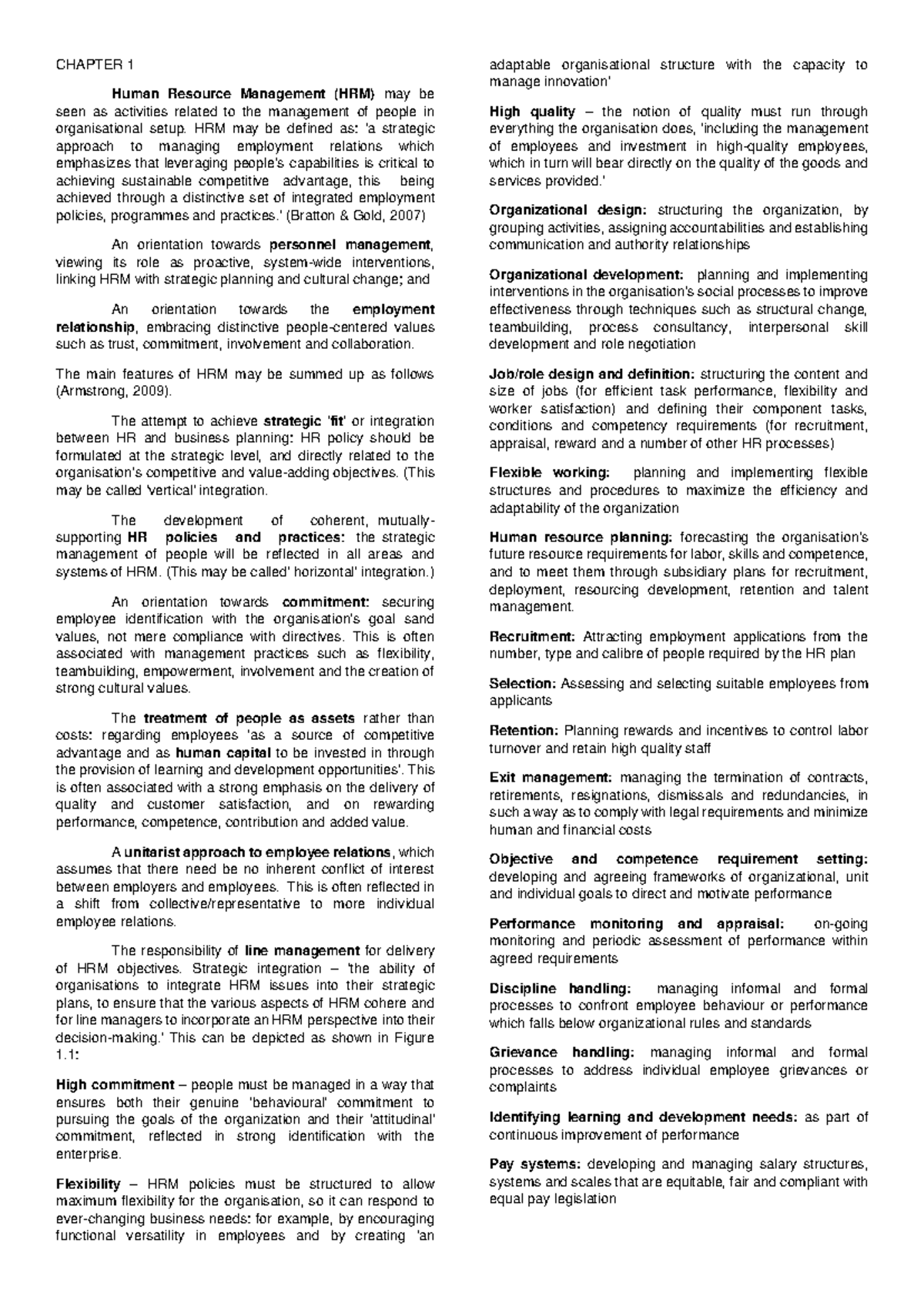 Reviewer-FOR-CHRA - CHAPTER 1 Human Resource Management (HRM) may be ...