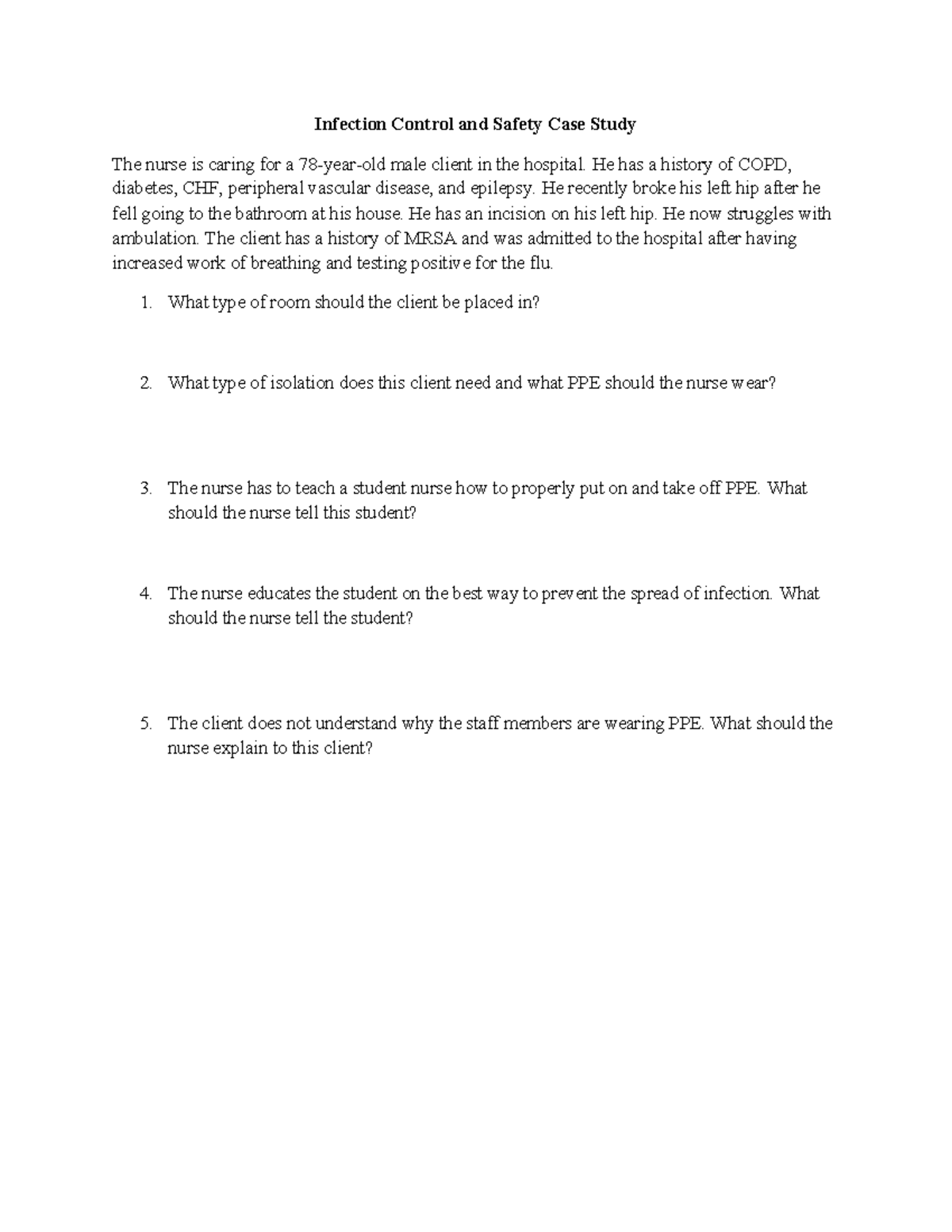 Infection Control and Safety Case Study - Tagged - Infection Control ...