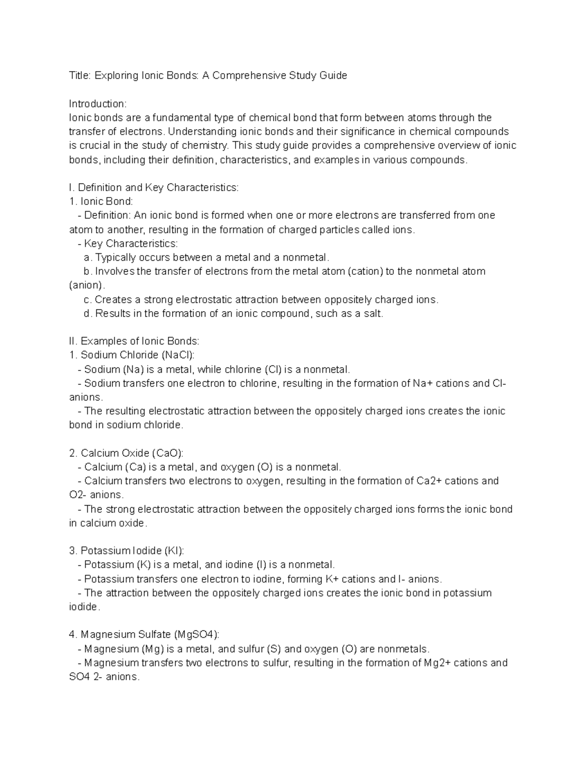Honors Physical Science Chemistry notes ( Exploring Ionic Bonds ...