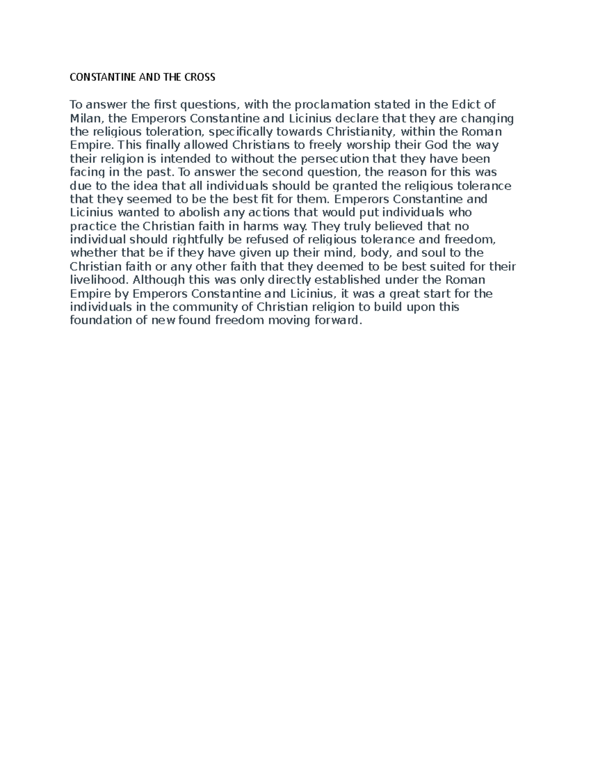 Constantine AND THE Cross - CONSTANTINE AND THE CROSS To answer the ...