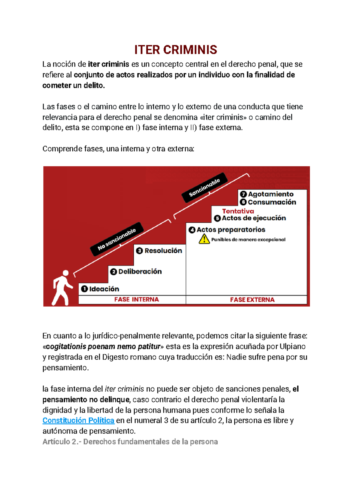 Concepto De Iter Criminis Iter Criminis La Noción De Iter Criminis Es
