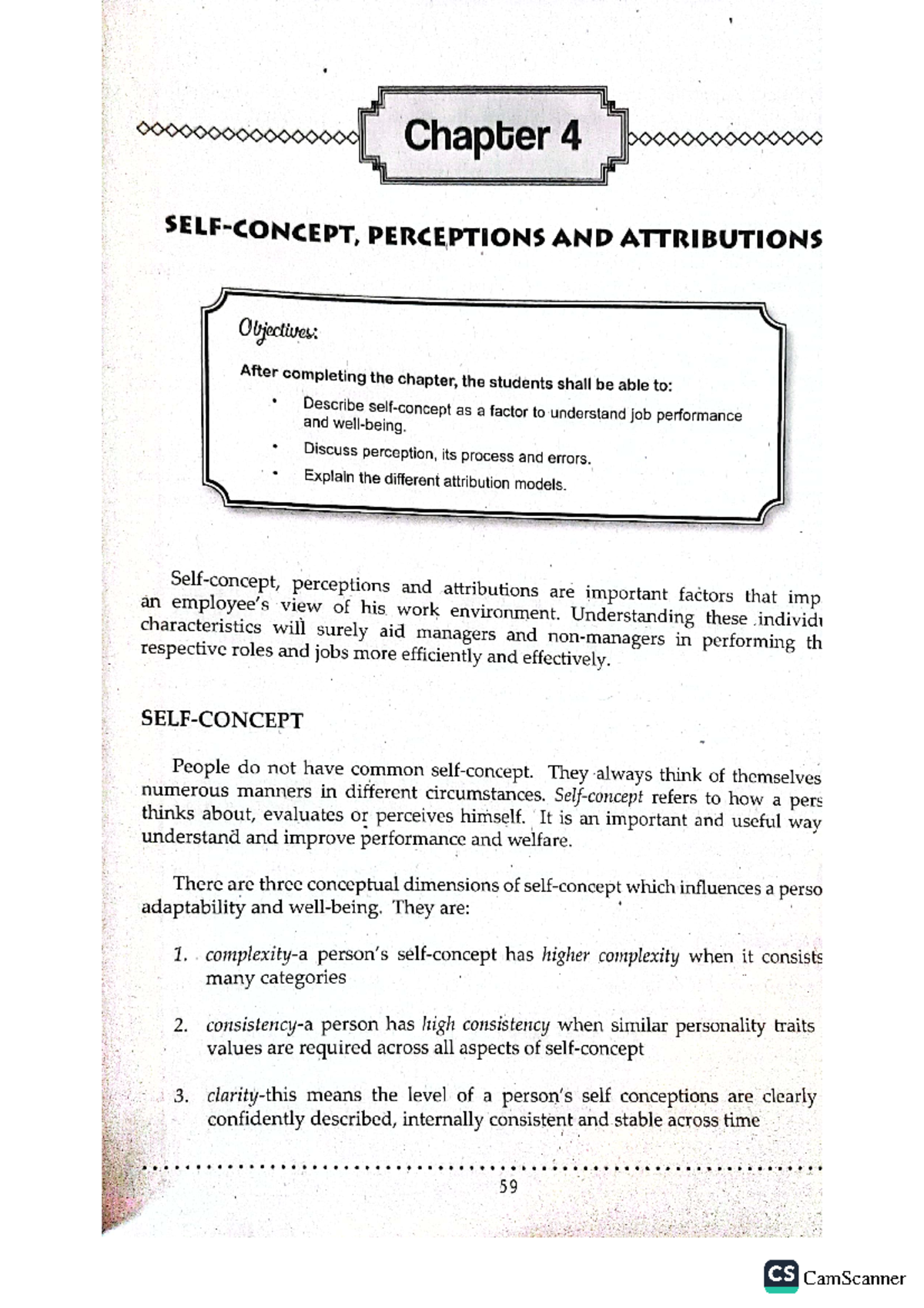 Self-Concept, Perceptions and Attributions - Chapter 4 PERCEPTIONS AND ...