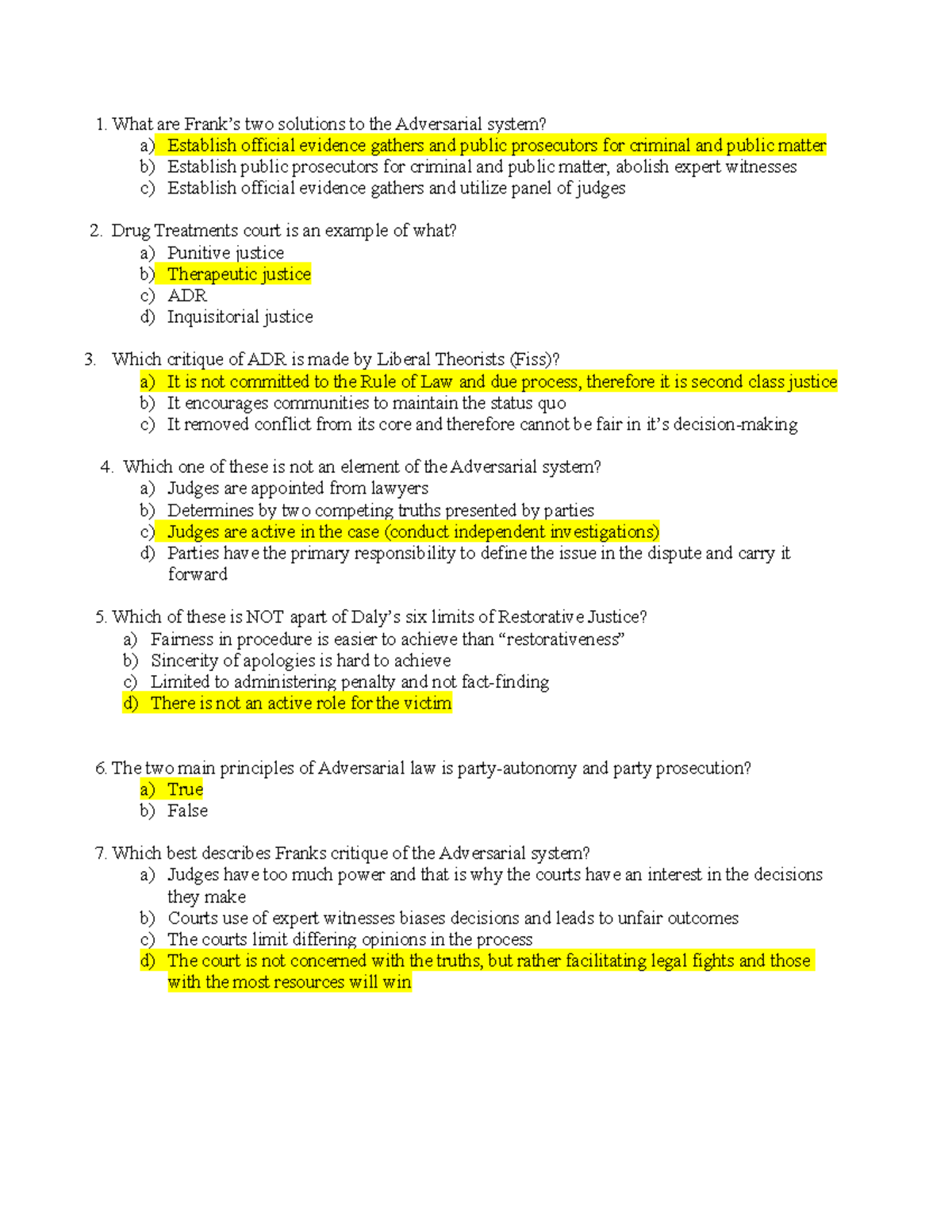Laws 1002 Mock Exam and Answers - What are Frank’s two solutions to the ...