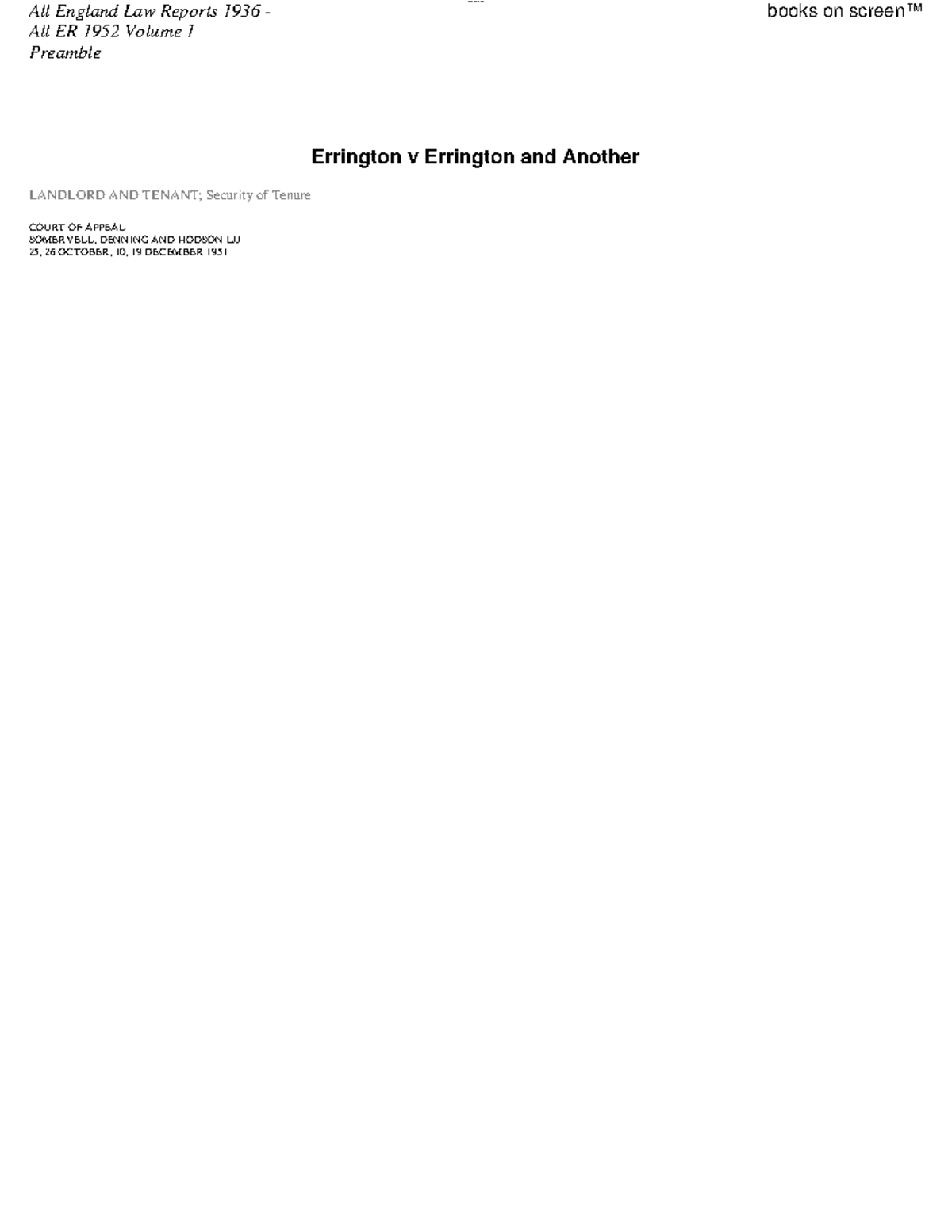 Errington v errington - All England Law Reports 1936 - All ER 1952 ...
