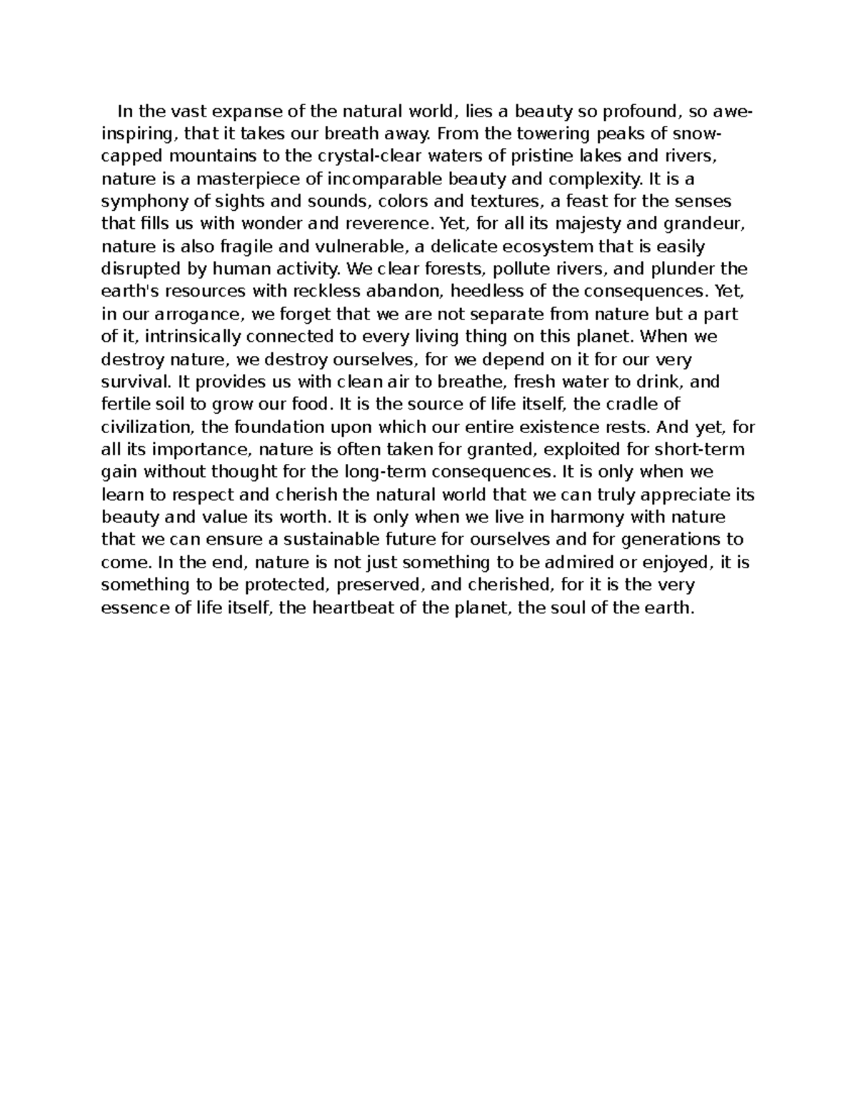 6Essay for studies - In the vast expanse of the natural world, lies a ...