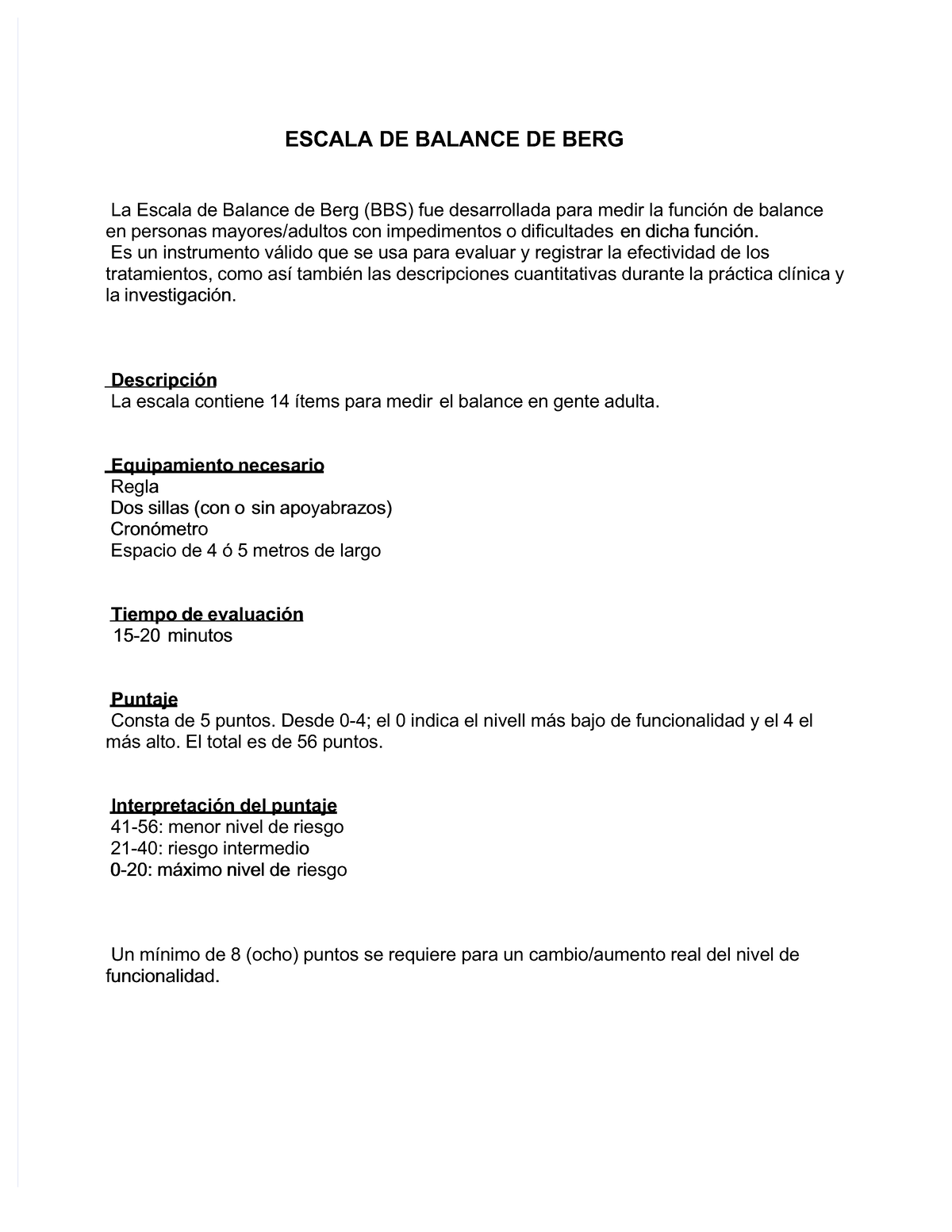 Docdownloader - ESCALA DE BALANCE DE BERGESCALA DE BALANCE DE BERG La Escala de Balance de Berg ...