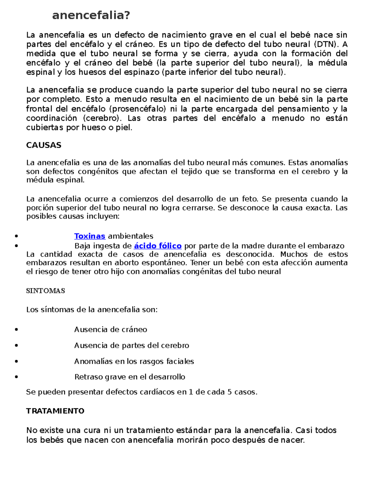 Anencefalia GABY - documento util - anencefalia? La anencefalia es un ...