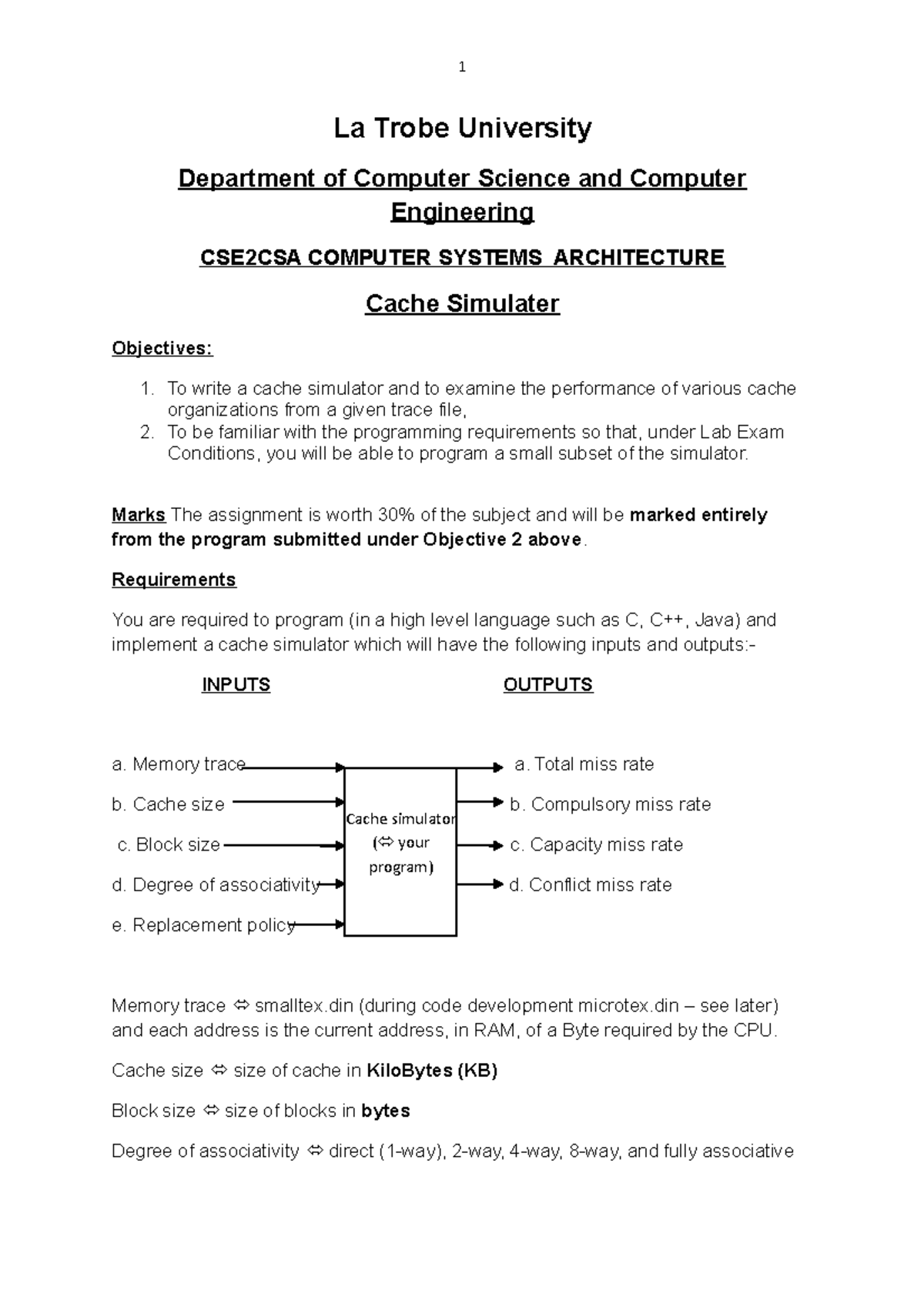 Computer System Architecture - Assignments - ASSIGN 2013 - La Trobe ...