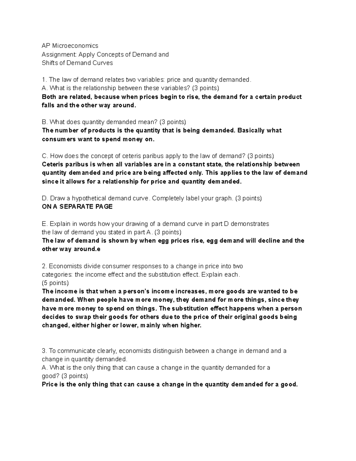 AP Microeconomics - n/a - AP Microeconomics Assignment: Apply Concepts ...