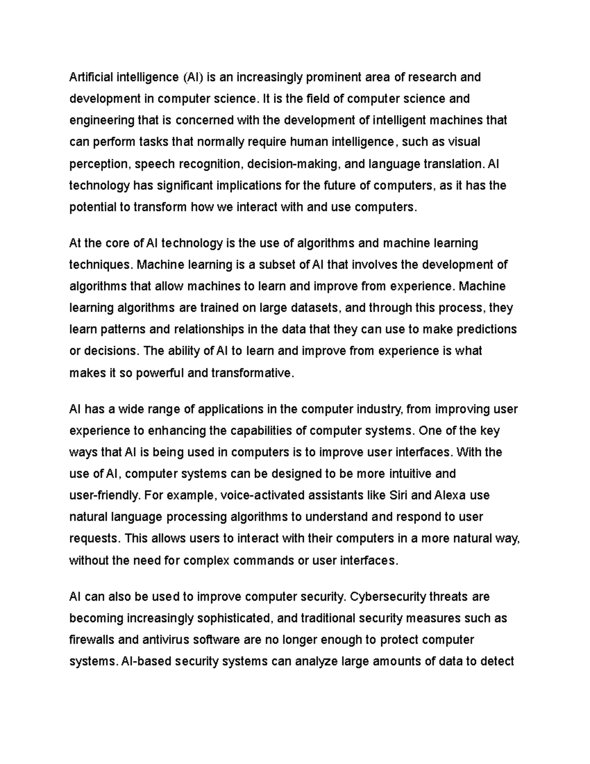 Studoc - Class notes - Artificial intelligence (AI) is an increasingly ...