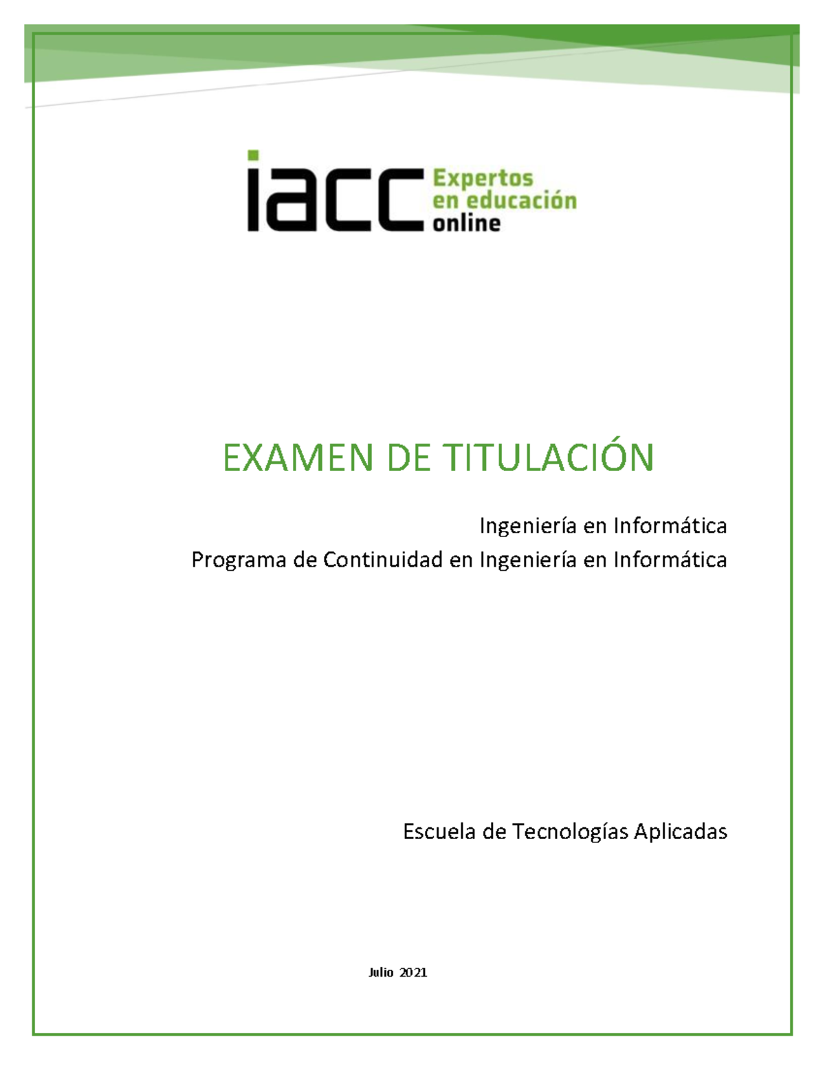 Formato Examenes Titulacioìn INIF Pcinf - EXAMEN DE TITULACI”N IngenierÌa en Inform·tica ...
