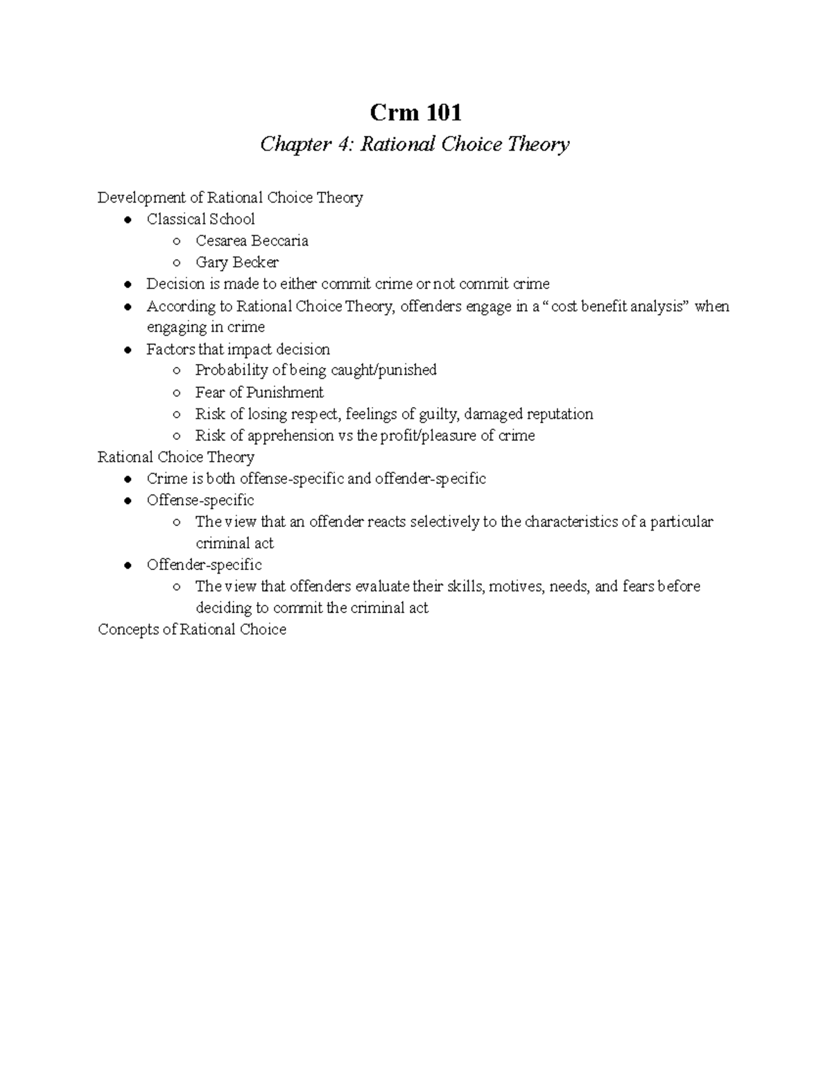 Crm 101 Chapter 4 - Rational Choice Theory - Crm 101 Chapter 4: Rational Choice Theory ...