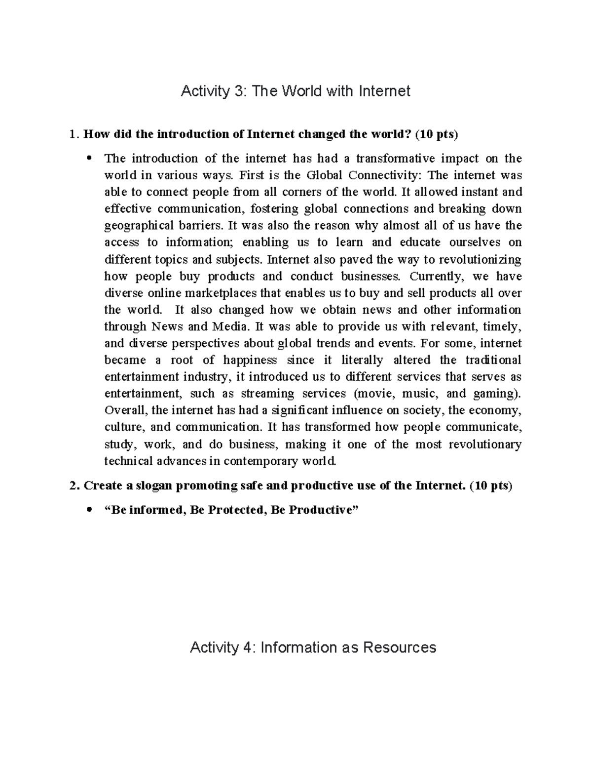 It era - Activity 3: The World with Internet 1. How did the ...