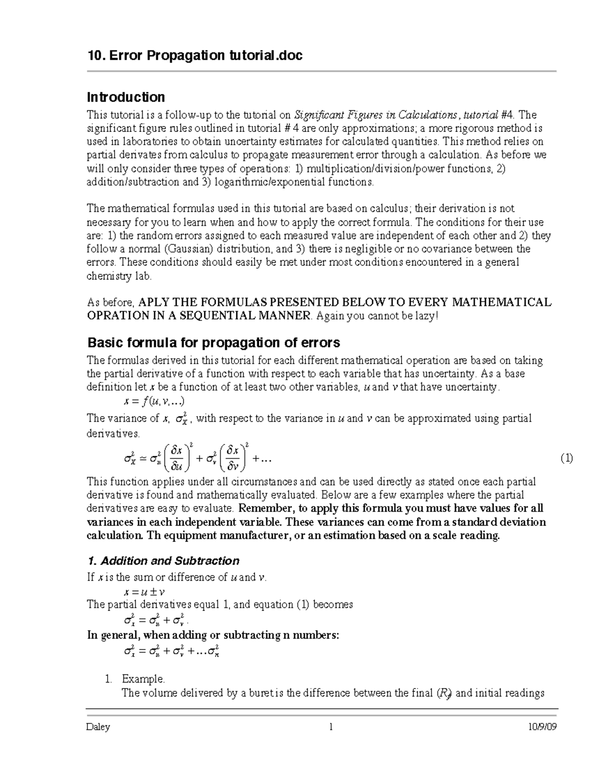 10. Error Propagation - Practice materials - ####### Introduction This ...