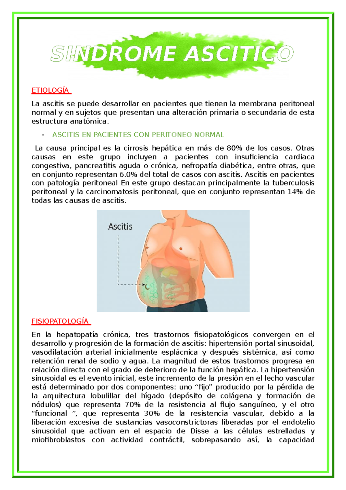 Sindrome Ascitico - SINDROME ASCITICO ETIOLOGÍA La ascitis se puede ...