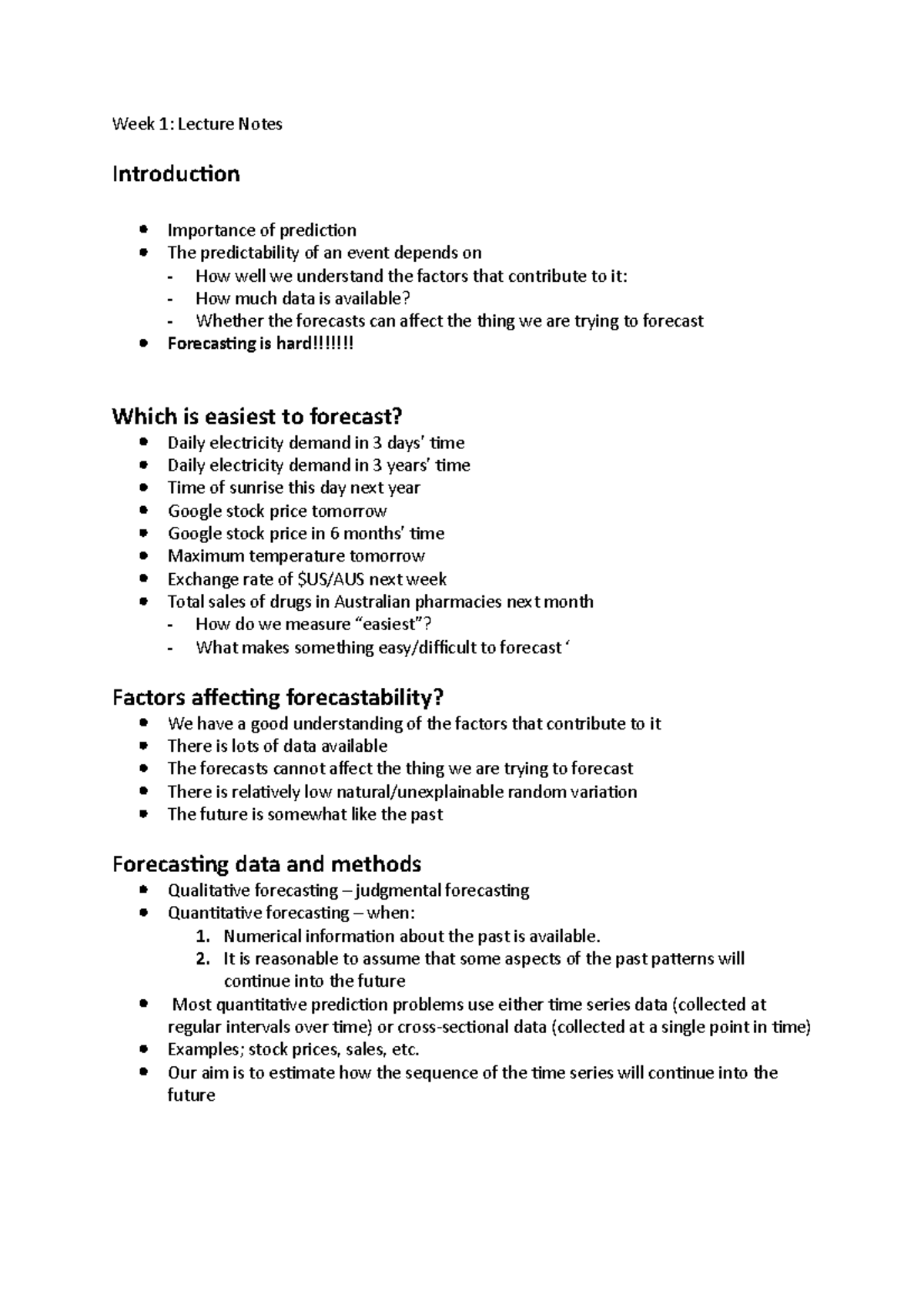 Week 1 - Lecture Notes - Week 1: Lecture Notes Introduction Importance ...
