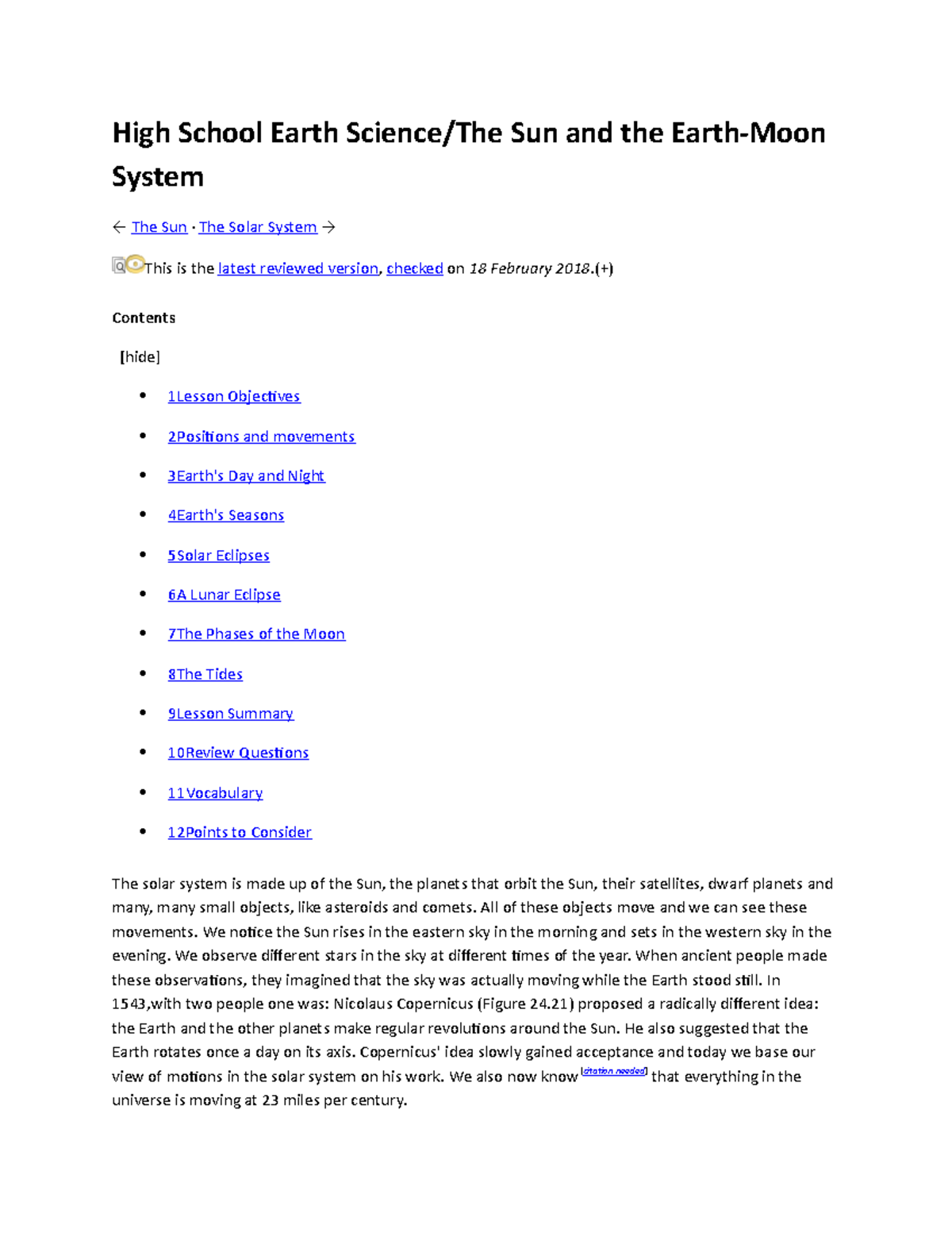 Astronomy notes - High School Earth Science/The Sun and the Earth-Moon ...