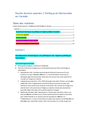 Révision Examen 2 - Feuille révision examen 2 Politique et Démocratie ...