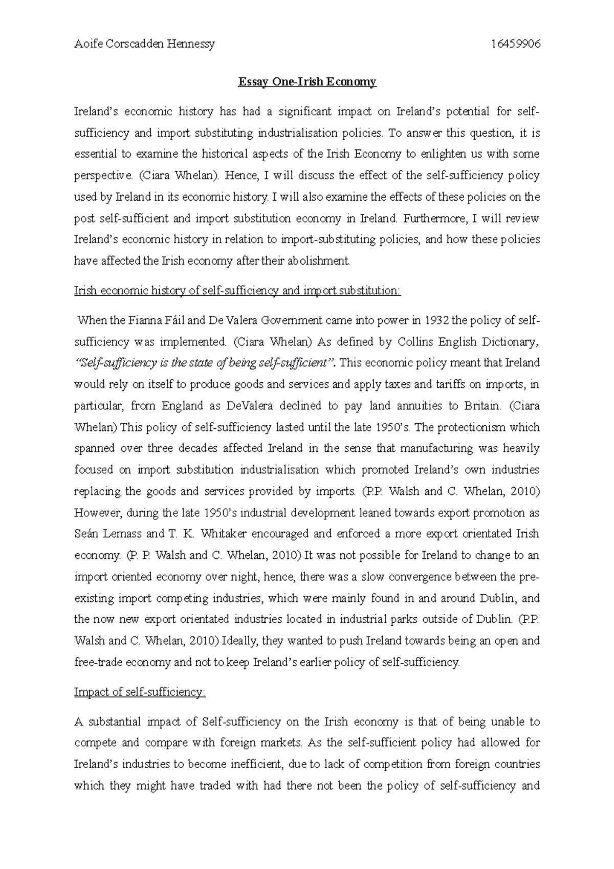 Essay 1 Irish Economy - Ireland’s economic history has had a ...