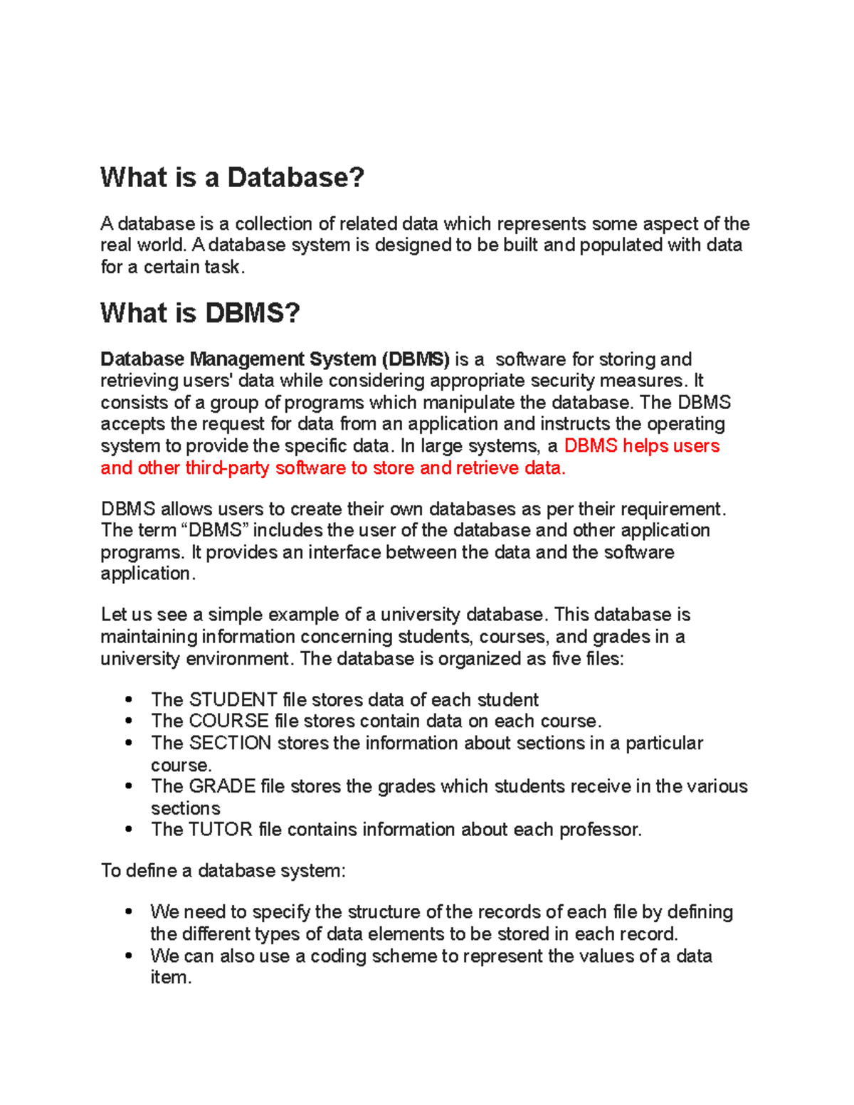 DBMS FY UNIT-1 - fybsc computer science ist year second semister - What ...
