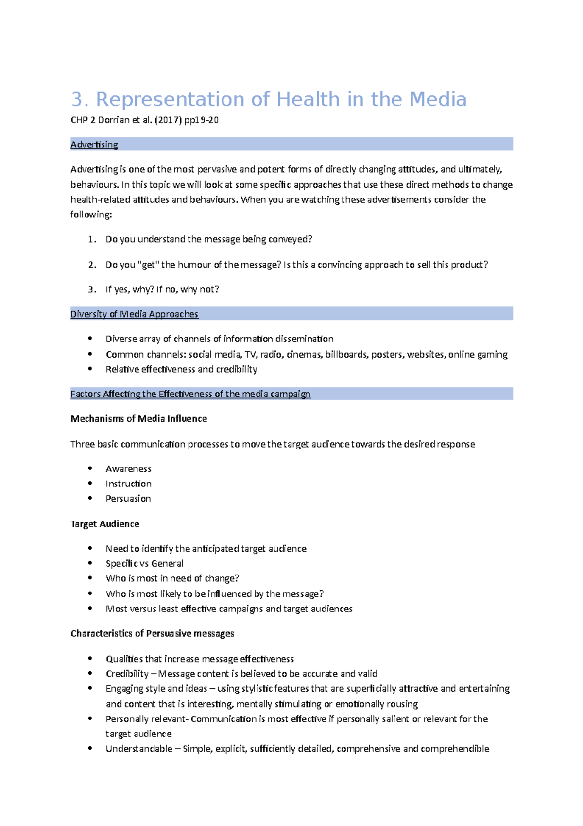 3. Representation of Health in the Media - 3. Representation of Health ...