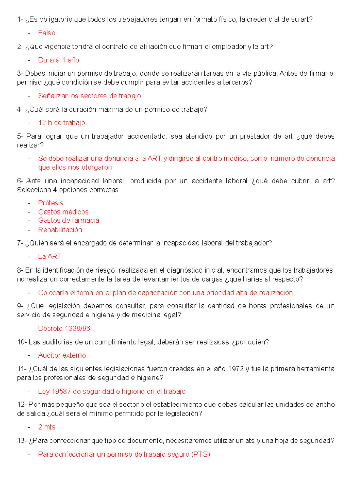 Segundo Parcial Seguridad E Higiene 13-07-24 - 1 - ¿Es obligatorio que todos los trabajadores ...