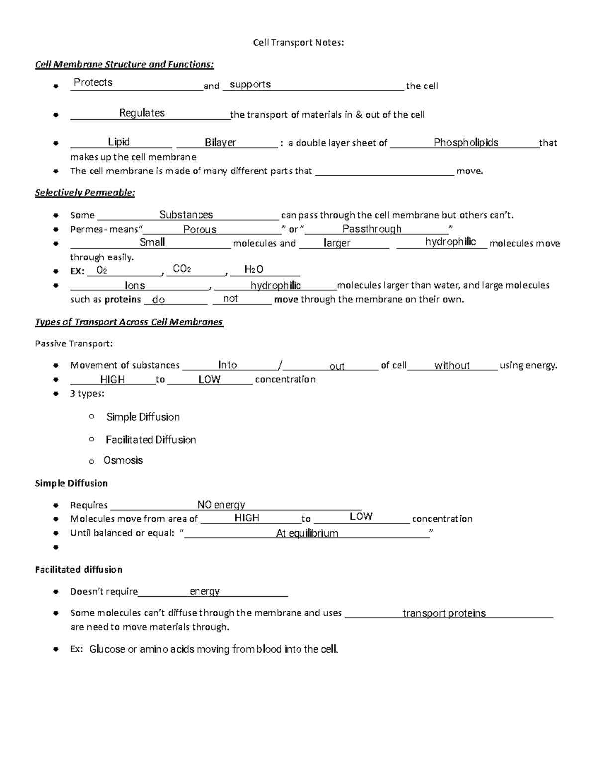 Kami Export - Szelyn Colon - Cell Transport Notes- Plasma Membrane and ...