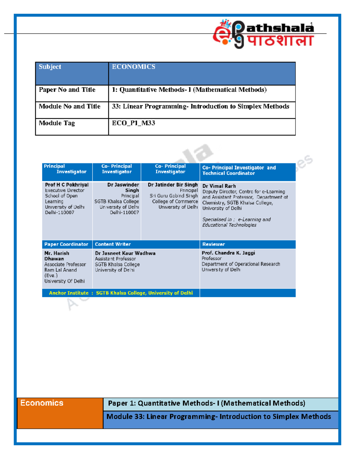 Module No And Title 33 Linear Programming Introduction To Simplex Methods Learning Outcomes