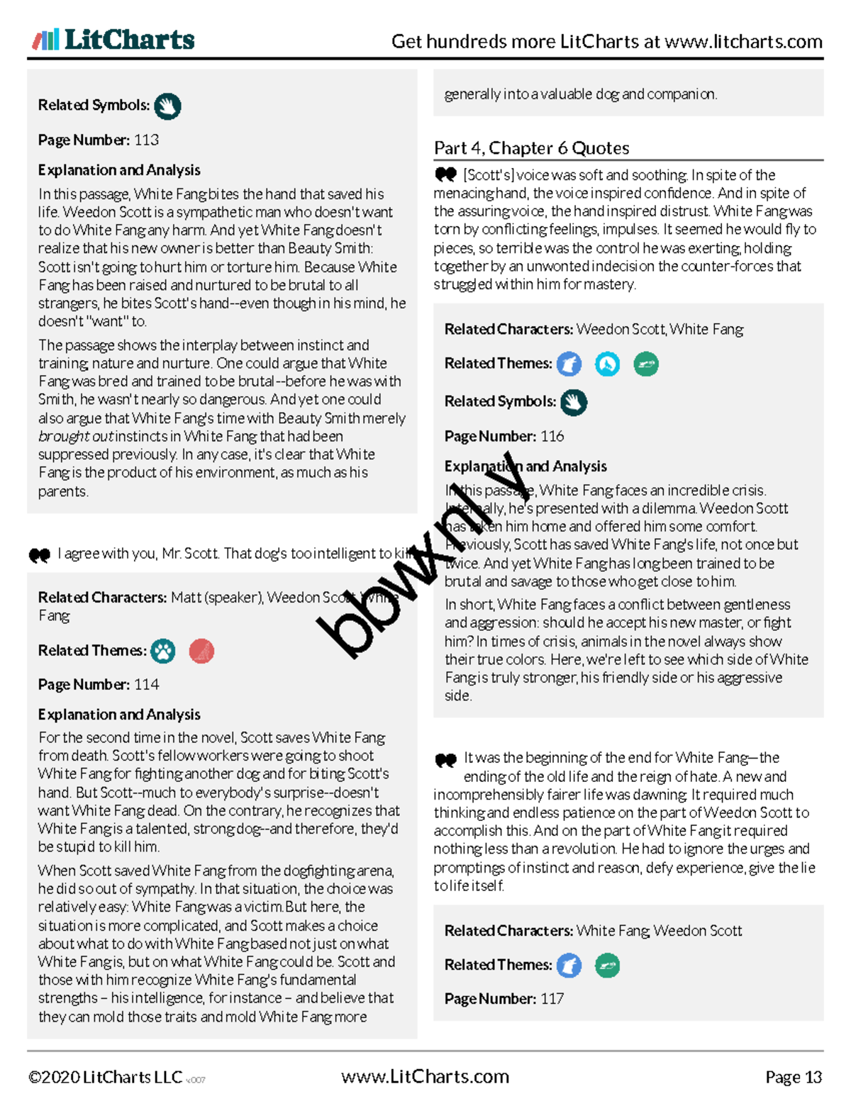 White-Fang-Lit Chart 13 - Related Symbols: Page Number: 113 Explanation ...