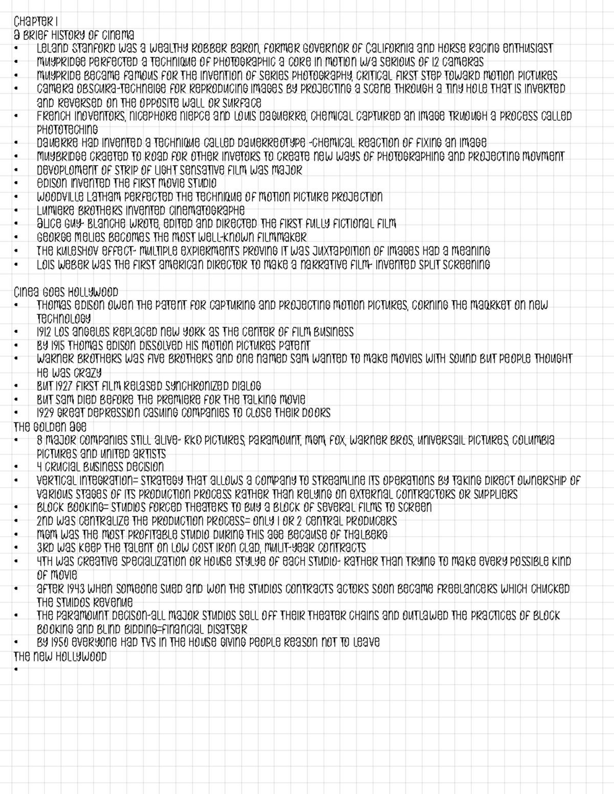 Film ch 1 - Film chapter book notes - Chapter 1 A brief history of ...