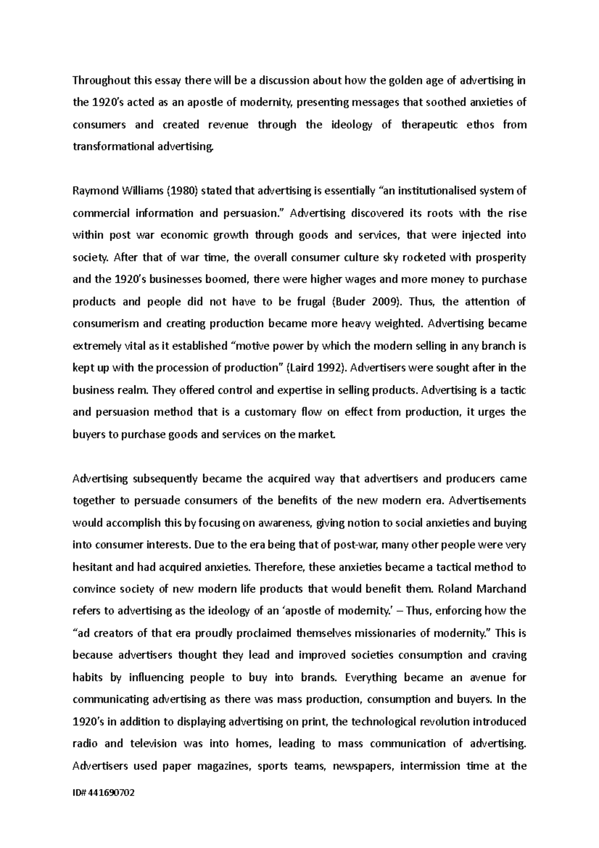 Q1 COX - practical work about advertising - fully written paragraphs ...