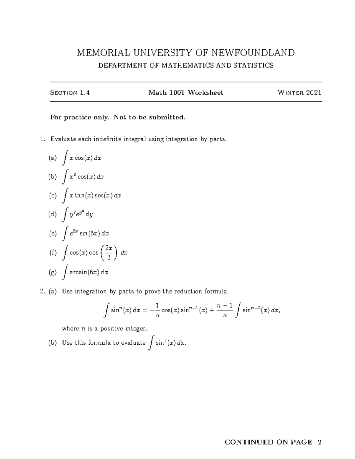 culus Worksheet Calculus Worksheet Calculus Worksheet - MEMORIAL ...